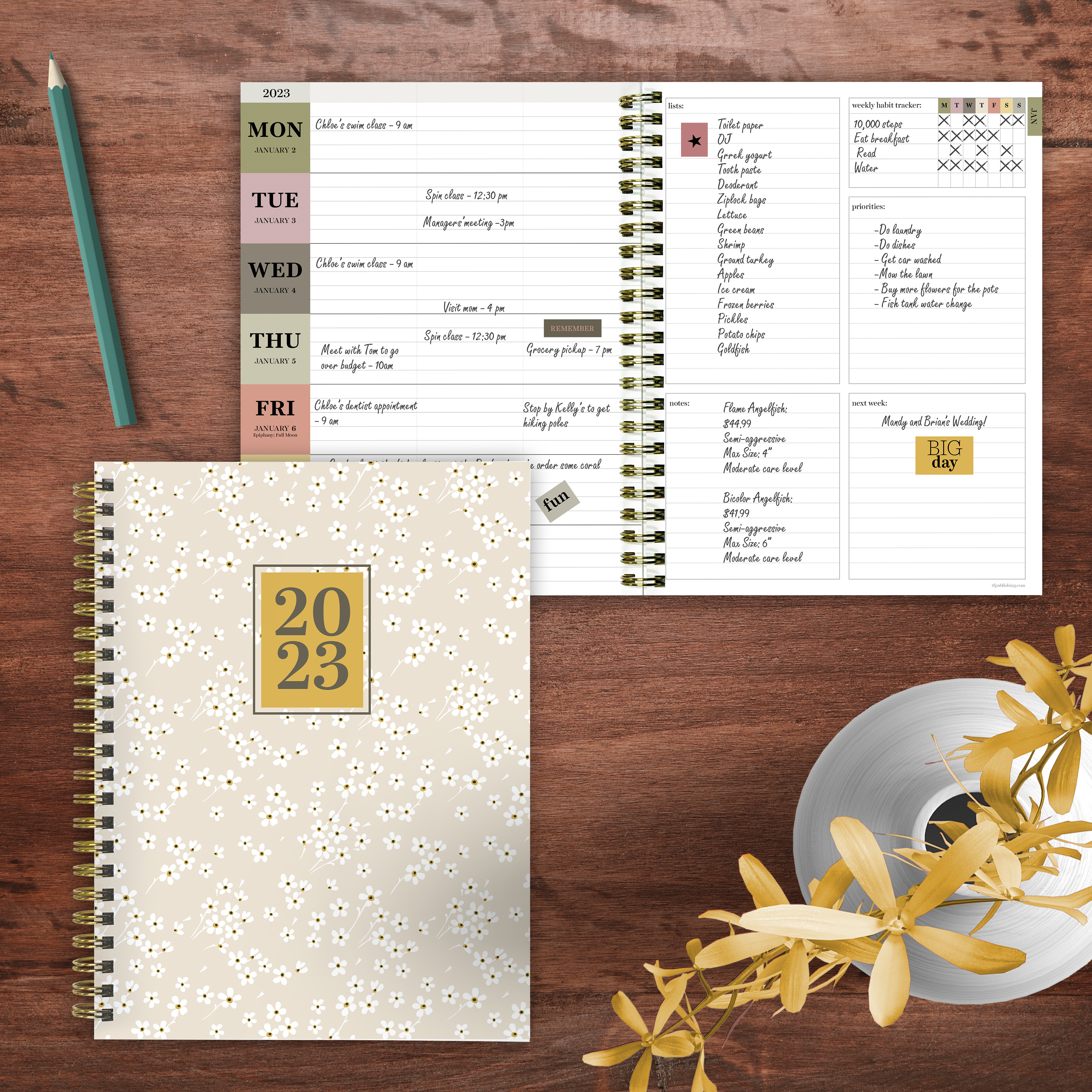TF Publishing 2023 Tiny Blossoms Medium Daily Weekly Monthly Planner TF Publishing 2023 Tiny Blossoms Medium Daily Weekly Monthly Planner
